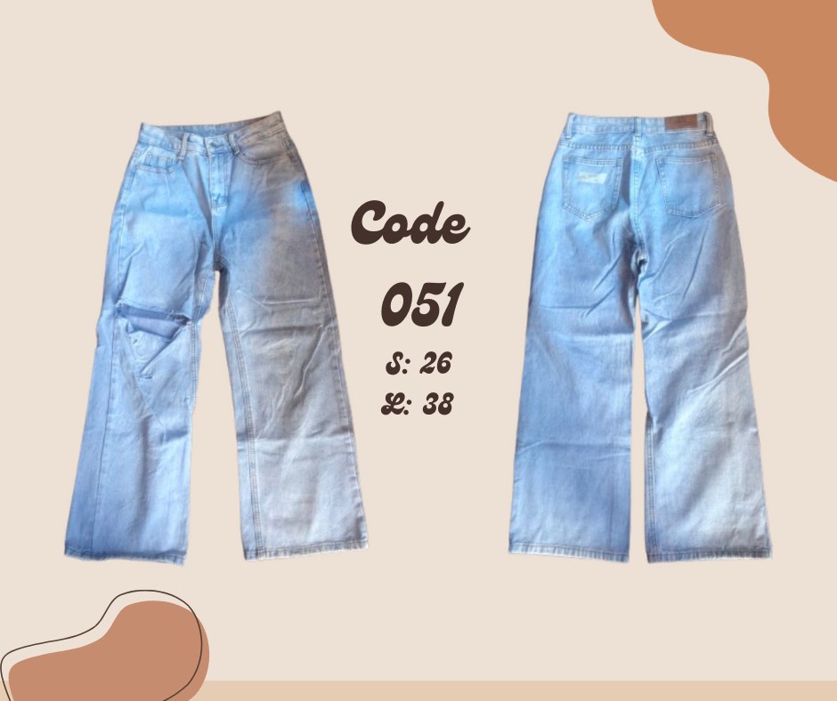 Code 051 Denim Ripped Pants, Women's Fashion, Bottoms, Jeans on Carousell
