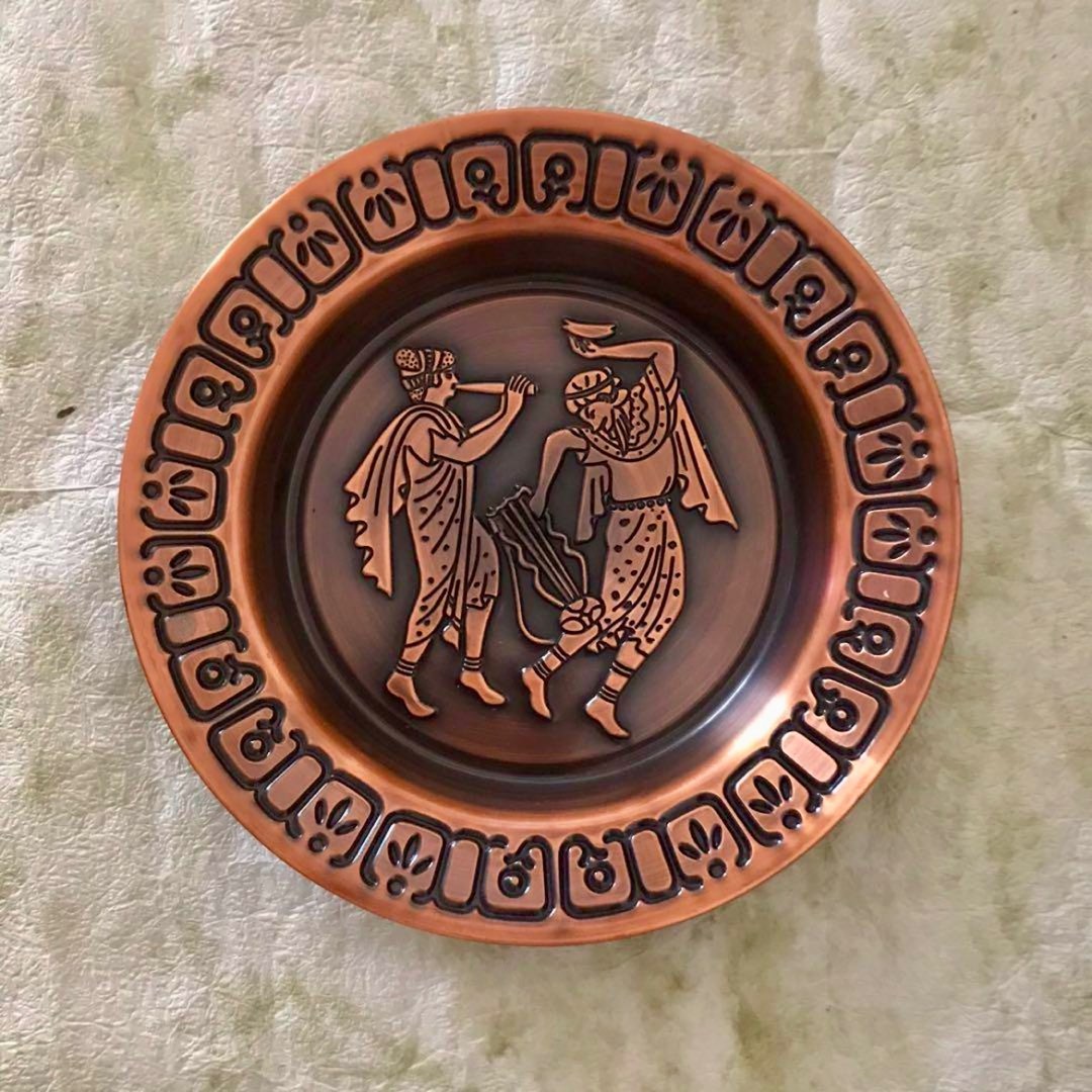 Copper plate depicting Ancient Greek music dancing, Furniture & Home ...