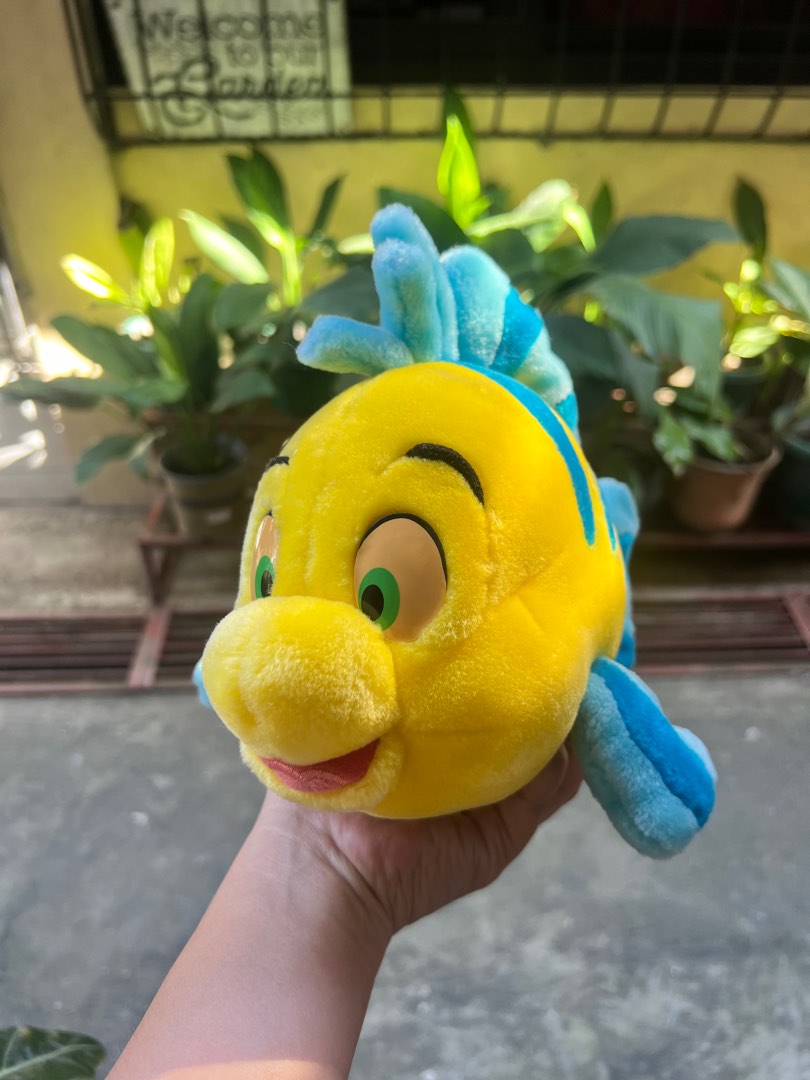 Disney small Flounder plush hard eye (The Little Mermaid), Hobbies ...