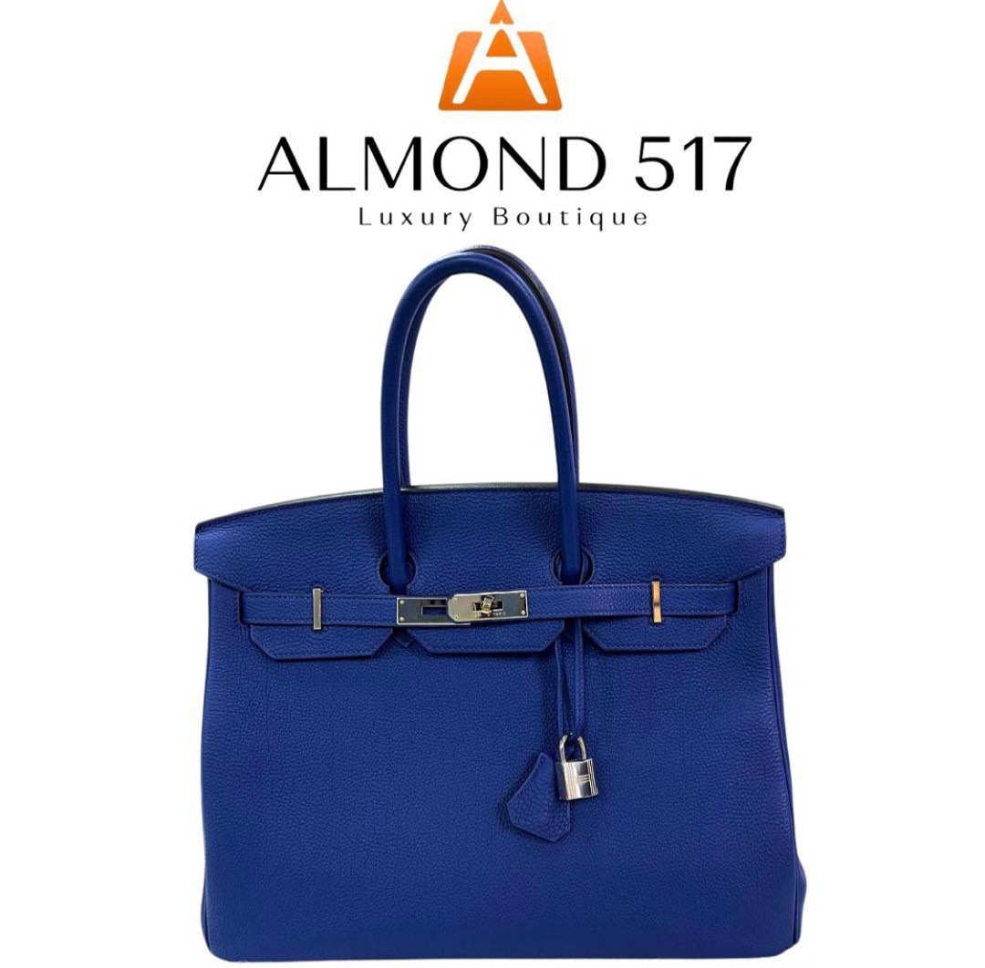 HERMES B35 Blue Electrique Togo Leather, Luxury, Bags & Wallets on ...
