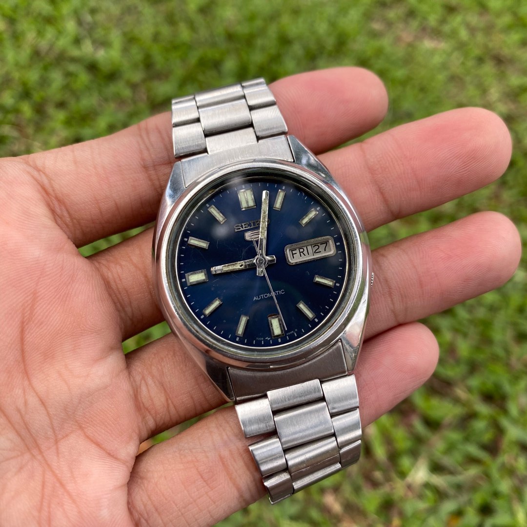 Jam tangan Seiko 5 Blue Dial Automatic japan vintage jadul kuno antik pria wanita, Fesyen Pria ...