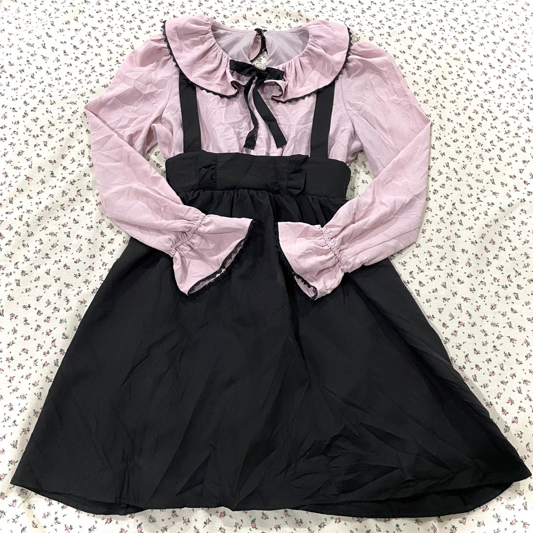 Jirai Kei Jfashion Pink Black Japanese Dress One Piece Overall Women S