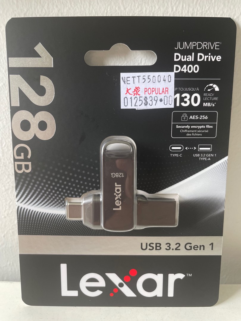 Lexar 128GB Dual Drive D400 Jumpdrive USB 3.2 Gen 1, Mobile Phones ...