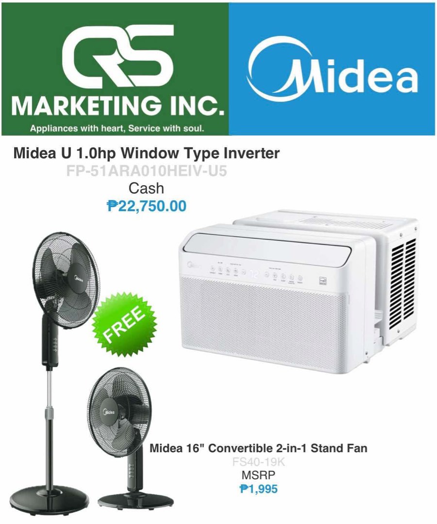 MIDEA U SHAPE WINDOW TYPE INVERTER FREE EFAn, TV & Home Appliances, Air ...