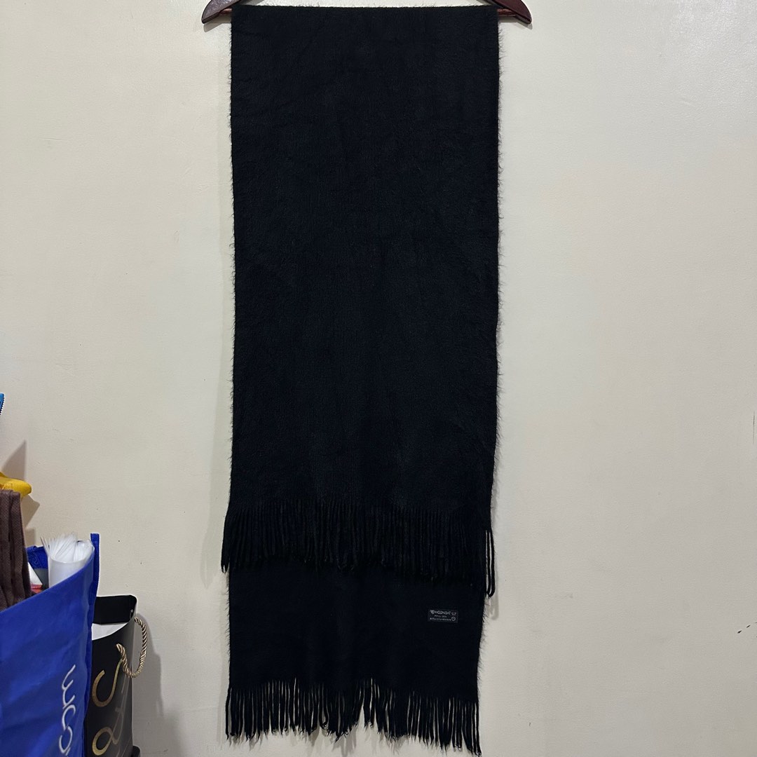 Moonbat Japan 100% Acrylic Fringed Scarf – Elegant Black 14.5x72 inches ...