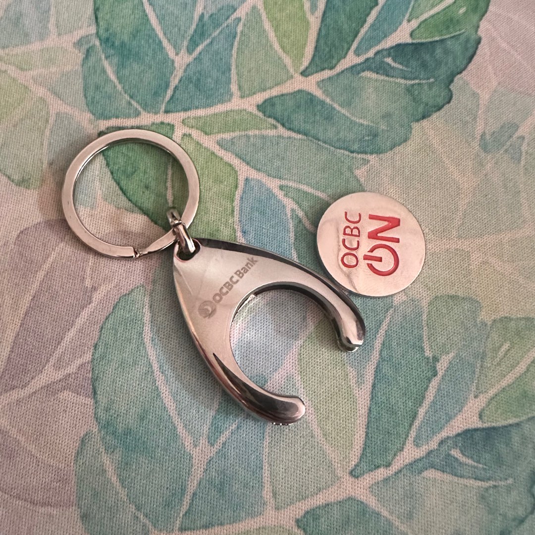 Ocbc supermarket trolley coin keychain, Hobbies & Toys, Stationery ...
