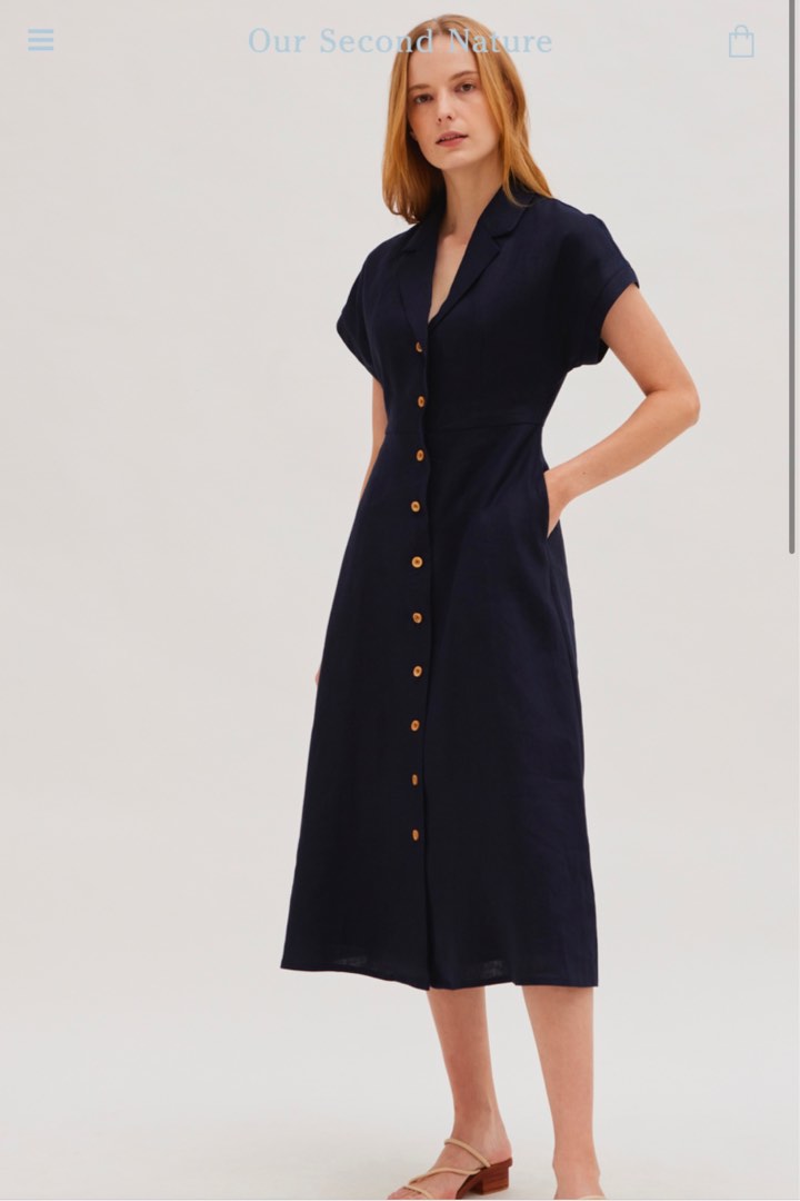 OSN Classic Linen Collared Dress, Women's Fashion, Dresses & Sets ...