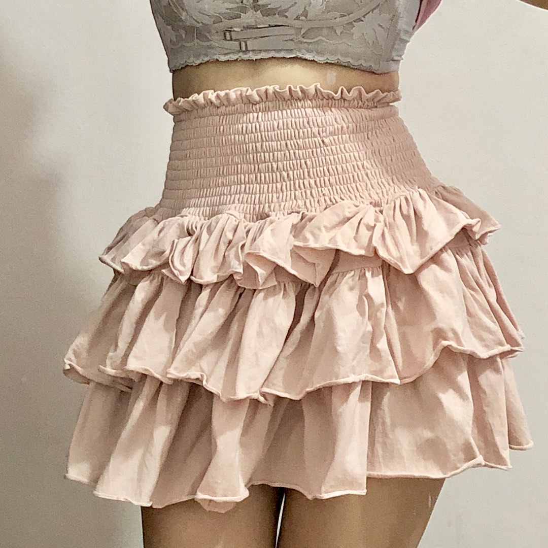 pink coquette ruffle layer skirt cute, Women's Fashion, Bottoms, Skirts ...