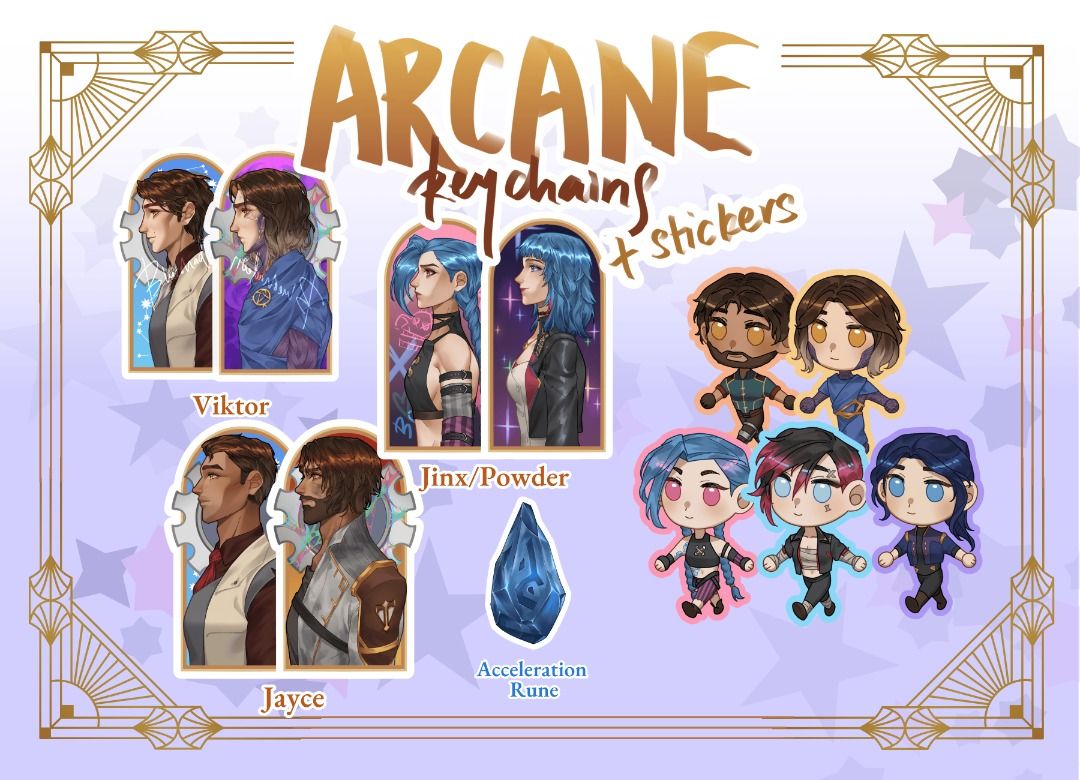 [PRE-ORDER] Viktor/Jayce/Jinx/Vi/Caitlyn Acrylic Keychains + Stickers ...