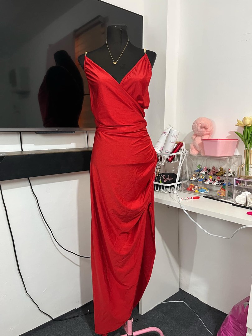 Red maxi dress shein XL, Women's Fashion, Dresses & Sets, Dresses on Carousell