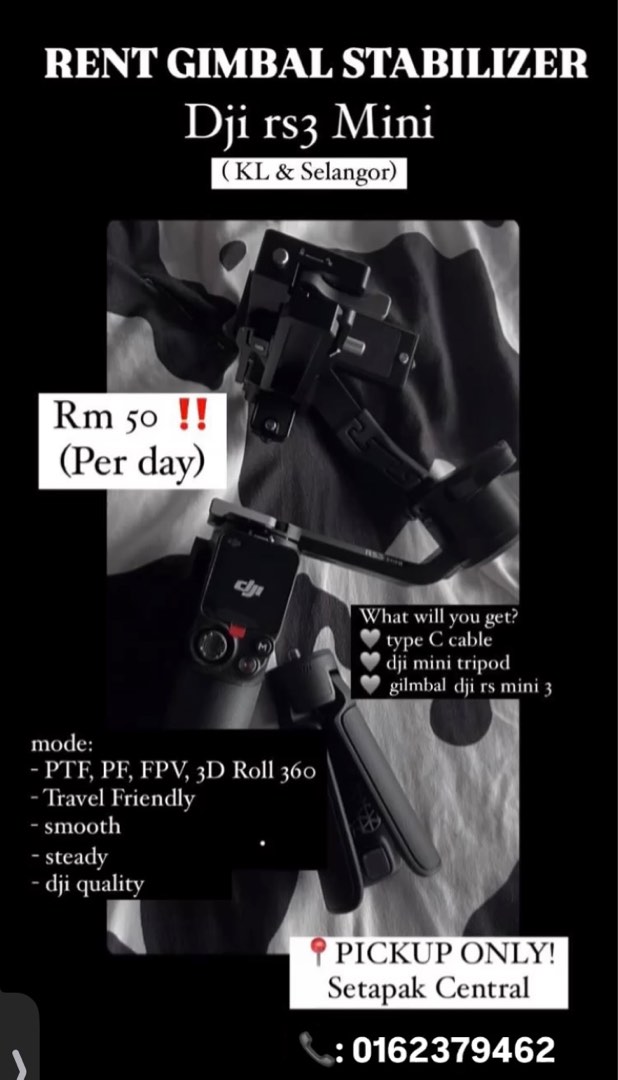 RENT GIMBAL STABILIZER (dji rs mini3), Photography, Photography ...