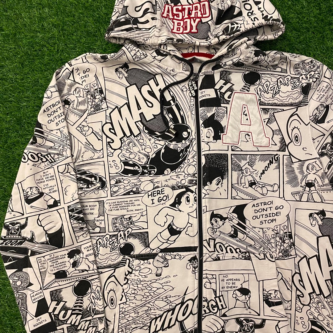 Vintage Astro Boy Comic Strip All Over Print Zip Up Jacket, Men's ...