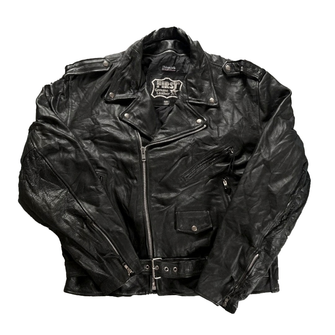 Vintage First Heavy Genuine Leather Motorcycle Jacket, Men's Fashion ...