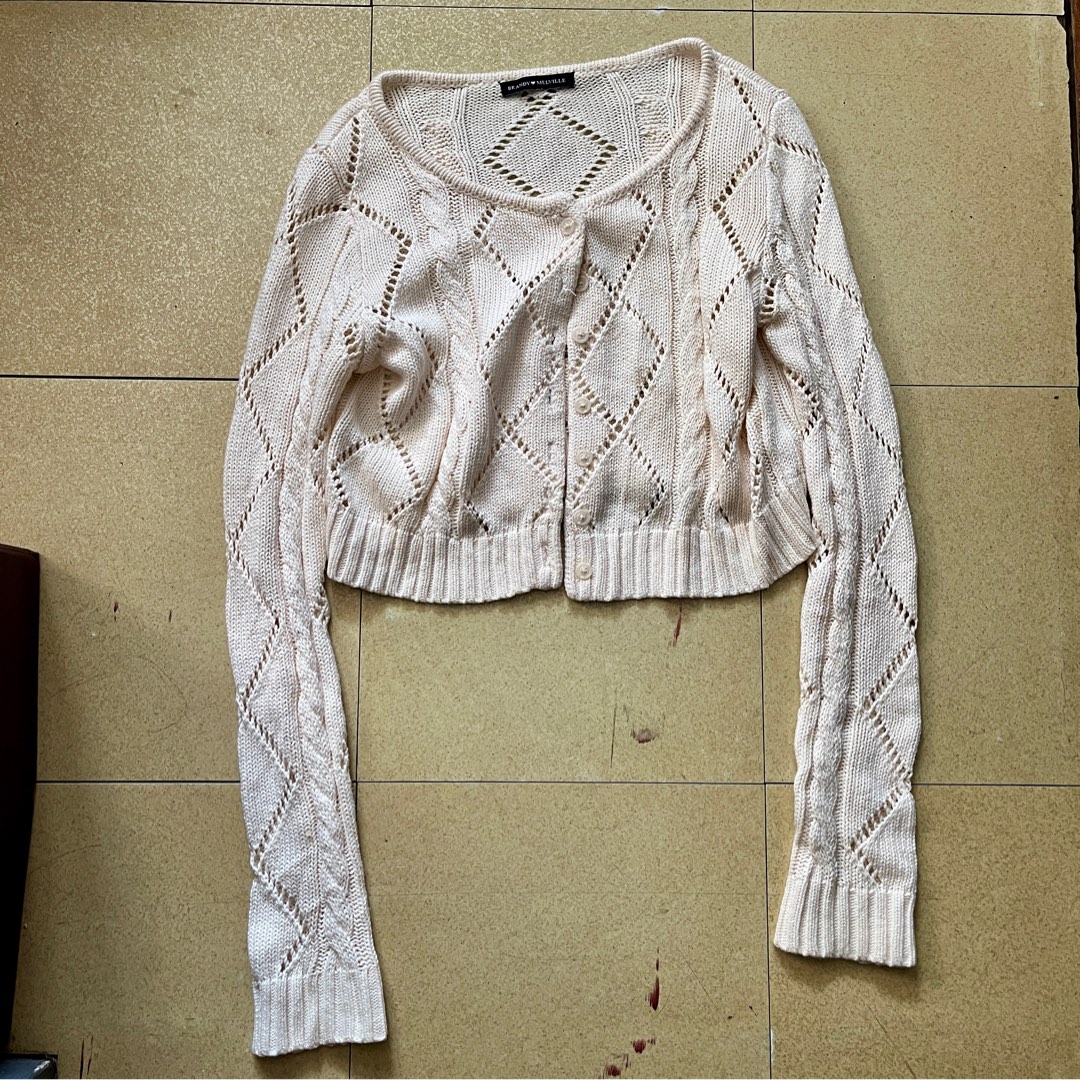 Y2K Brandy Melville Cable Knit Cropped Sweater, Women's Fashion, Tops ...