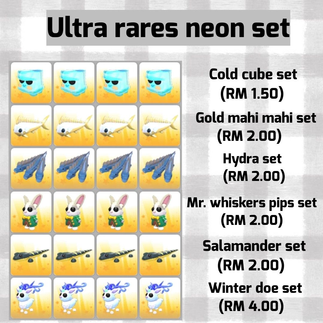 Adopt me ultra rares neon set, Video Gaming, Gaming Accessories, Game ...