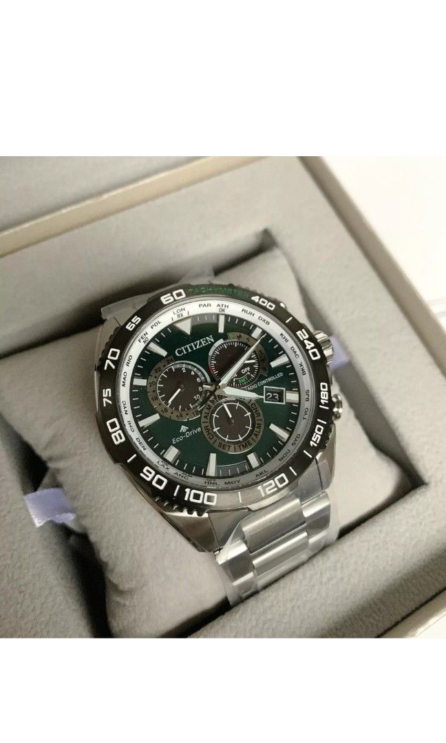 Citizen Promaster Land A-T Watch * Eco-Drive CB5034-91W Green Dial ...