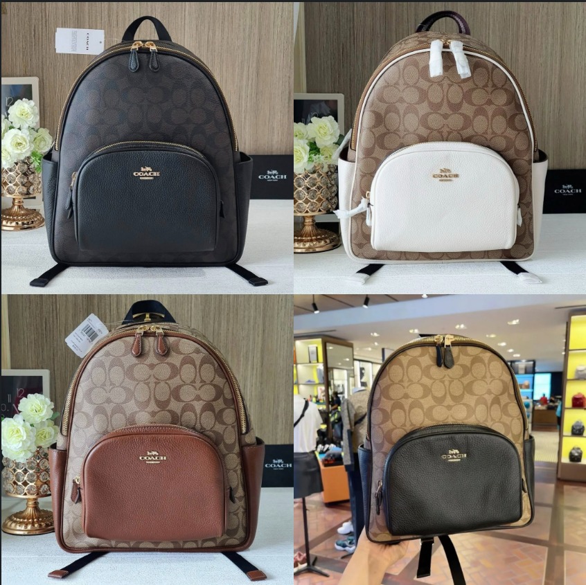 Coach Ladies Backpack - 5671 Court Backpack in Signature Coated Canvas ...