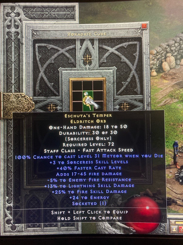 D2R non ladder 3/25/-5 Max Fire Eschuta’s Temper, Video Gaming, Gaming ...