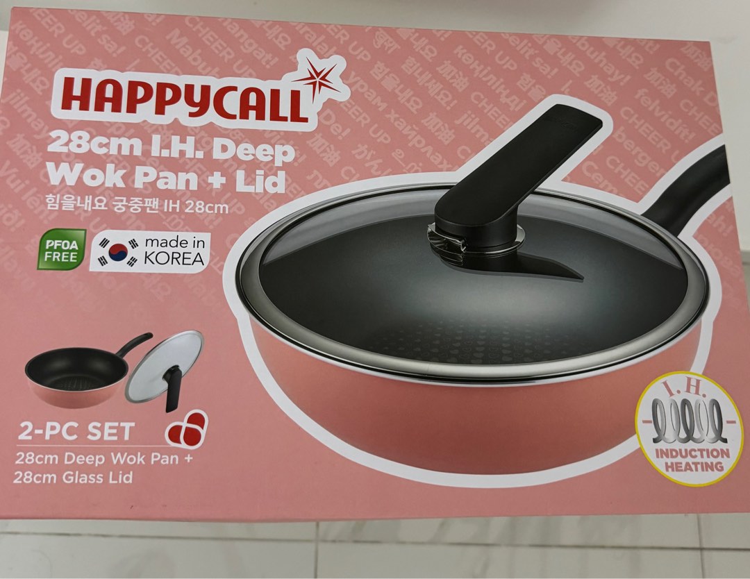 Happycall 28cm I.H. Deep Wok Pan + Lid, Furniture & Home Living ...