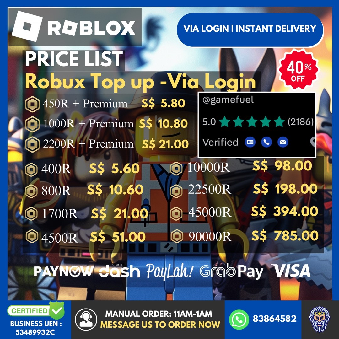 [INSTANT ROBUX TOP UP] [💯GUARANTEED SAFE] Roblox Robux Top Up | Robux ...