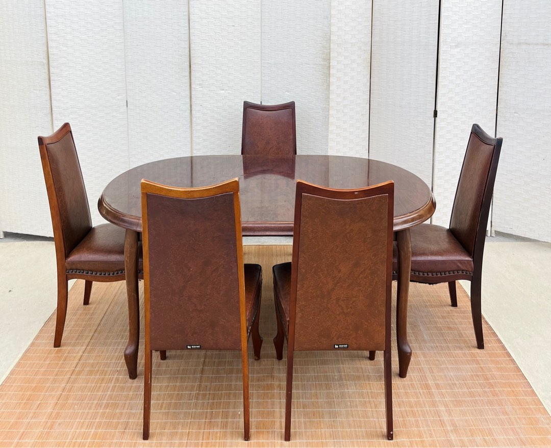 JAPAN SURPLUS 5 SEATER MARUNI BRAND ELEGANT DINING SET OVAL DINING TABLE IN GOOD CONDITION SIZE ...