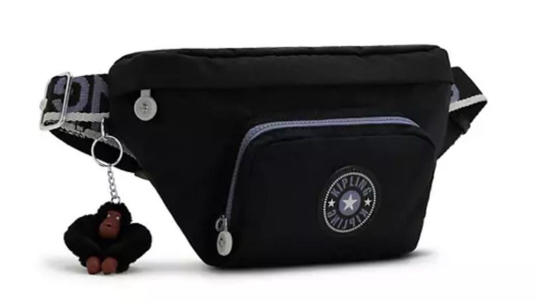 KIPLING EVERLEY JET BLACK NYLON BELT BAG / HIP PACK / WAIST PACK ...