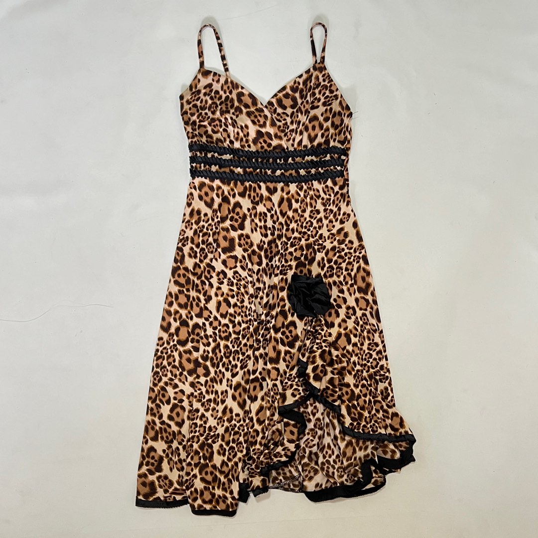 leopard tortoise animal print brown dress | y2k coquette dainty vintage ...