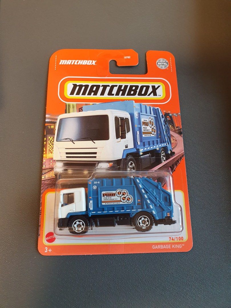 matchbox garbage king truck blue white pacific northwest Hot Wheels diecast 1/64 hotwheels mini ...