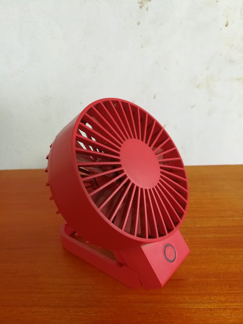 miniso portable fan rechargeable USB color red, Furniture & Home Living ...