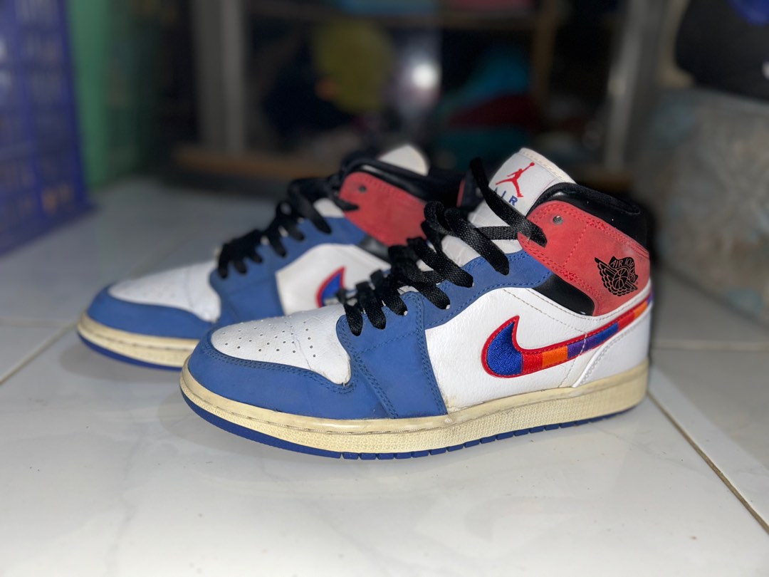 Nike Air Jordan Mid Multicolor Swoosh, Fesyen Pria, Sepatu , Sneakers ...