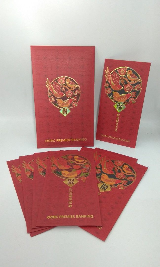 OCBC Premier Banking 2025 Ang Pow Red Packet 8 Pieces Set, Hobbies ...