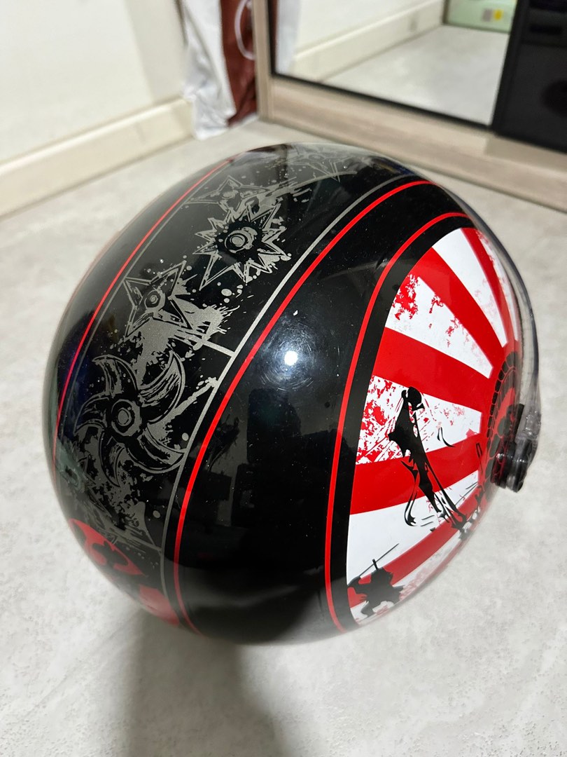 PSB Approved AKI AK7 Samurai Gloss Motorcycle Helmet Open Face ...
