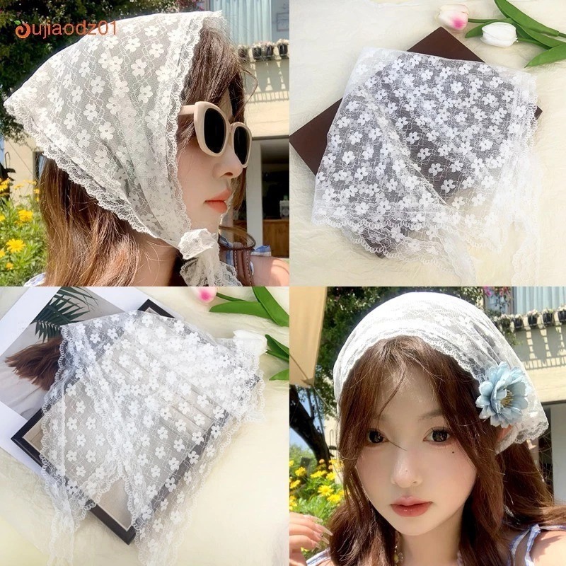 Summer Spring Floral Headscarf | Mesh Lace Hair Beach French Babushka ...