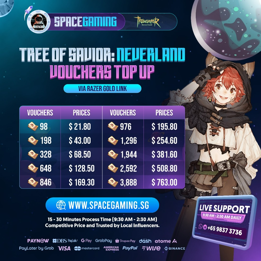 Tree of Savior: Neverland Vouchers Topup [Cheap, No Login, 3000 Reviews], Video Gaming, Gaming ...