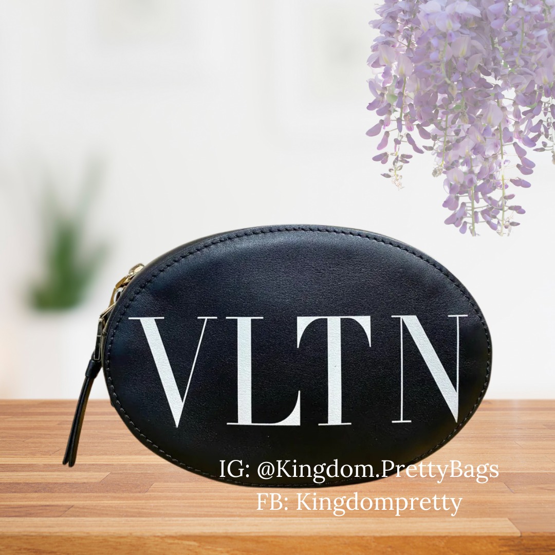 Valentino Garavani Rockstud Oval Crossbody Bag in Black VLTN Logo Pre ...