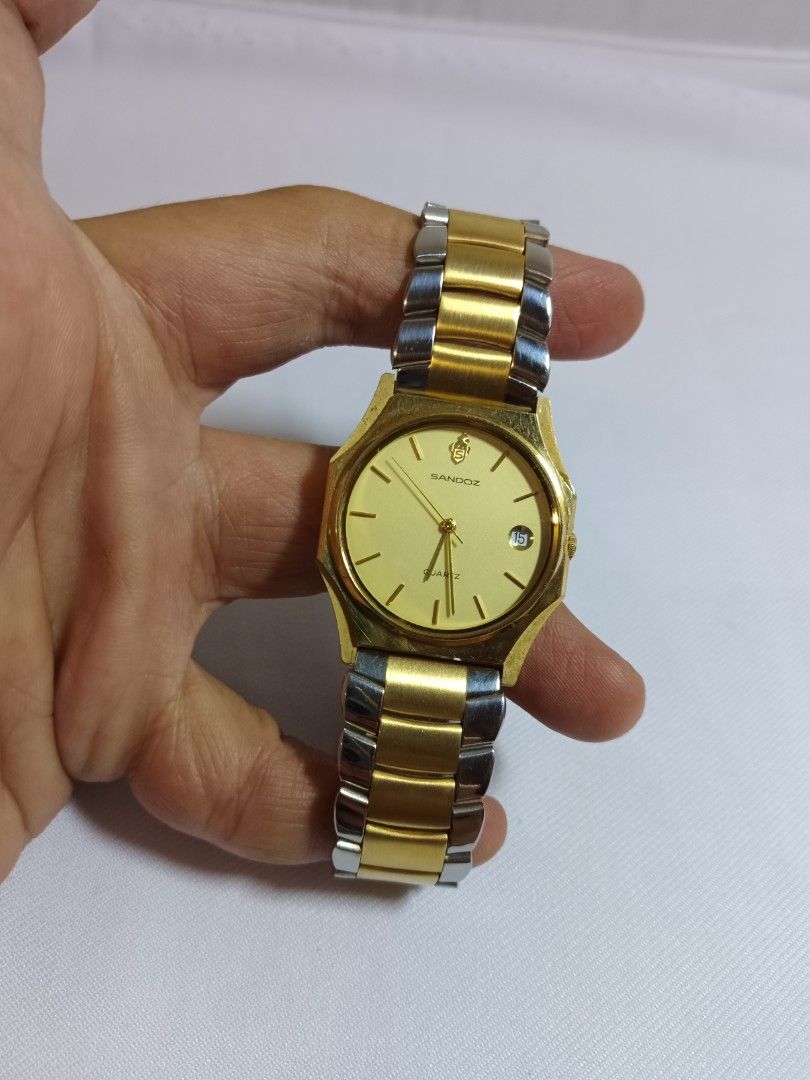 Vintage Sandoz Gold Tone Quartz Watch 72025 ( New Old Stock ), Men's ...