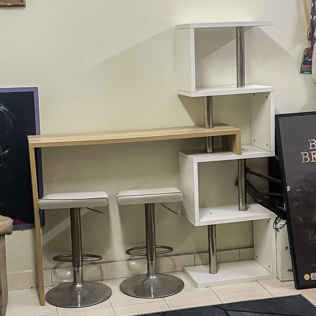 180 Degree Swivel Bar Table Meja racks with Cassa Premium Simple Flat ...