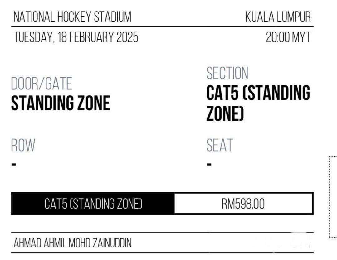 Standing Ticket x1 Greenday Concert 2025 Kuala Lumpur, Tickets ...