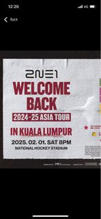 2NE1 concert ticket welcome back in Kuala Lumpur 2025, Tickets ...