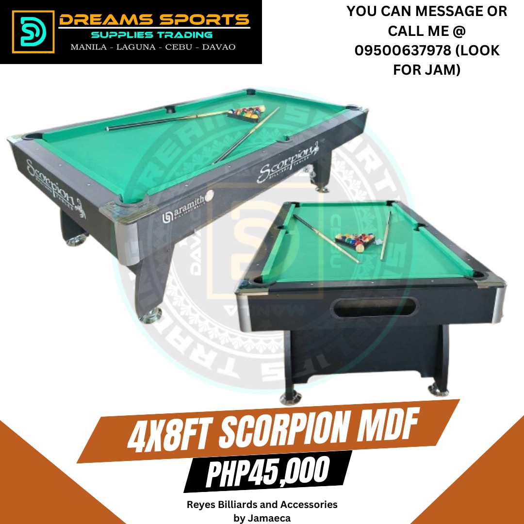 4X8 FT SCORPION MDF BILLIARD TABLE, Sports Equipment, Sports & Games ...