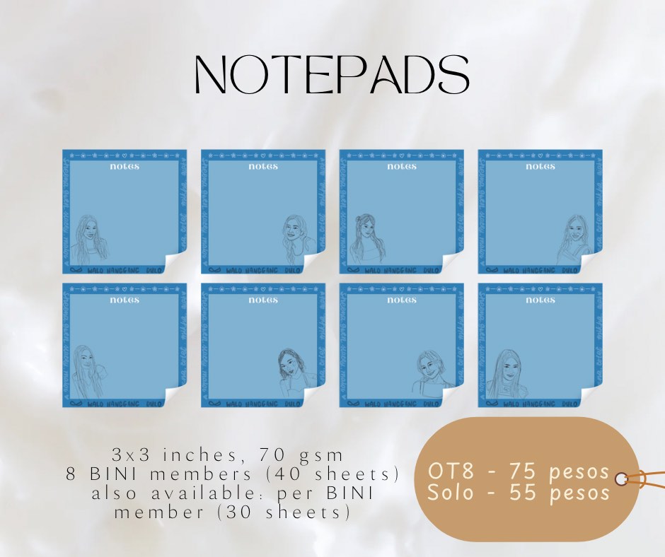 BINI NOTEPADS OT8, Hobbies & Toys, Stationary & Craft, Other Stationery ...