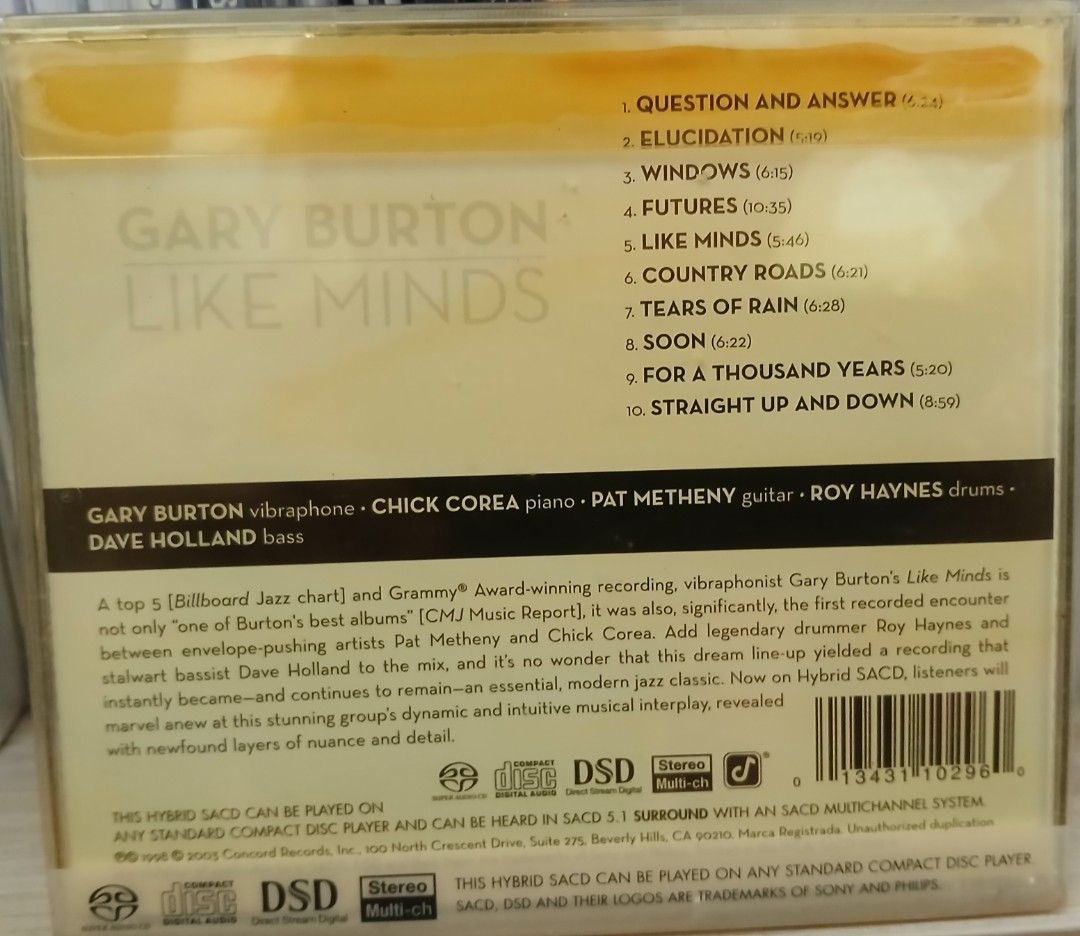 Cd SACD Gary Burton / Corea/Metheny/Haynes Like Mind USA 2003, Hobbies ...