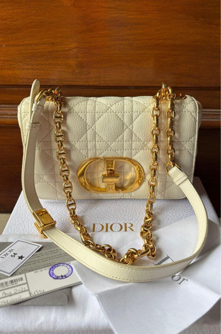 Dior caro small ivory ghw 2021 complete, Barang Mewah, Tas & Dompet di Carousell