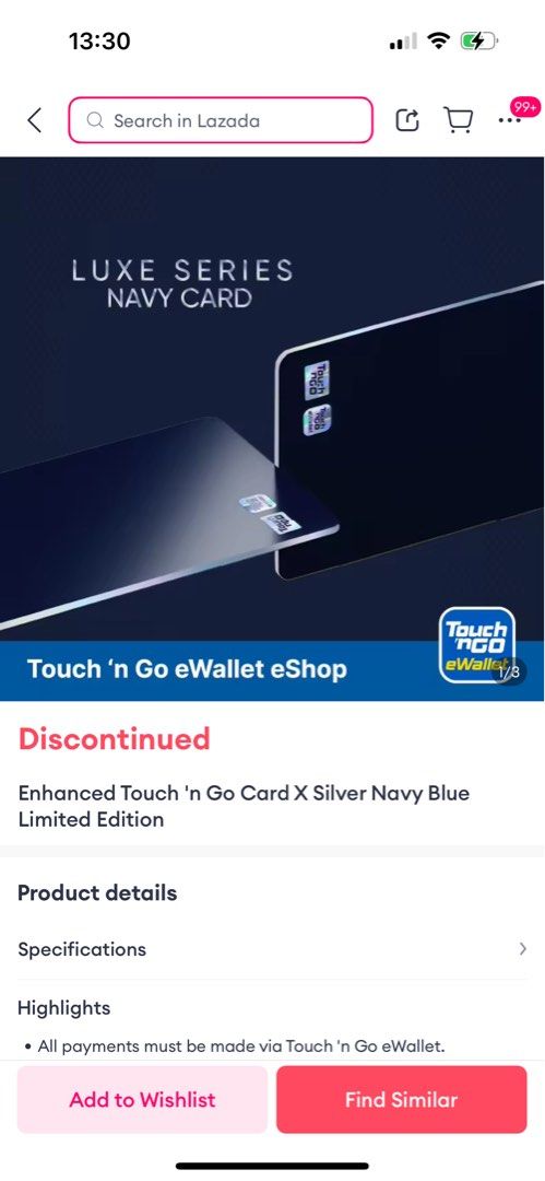 (Free Mailing) Enhanced Touch 'n Go Card Silver Navy Blue Limited ...