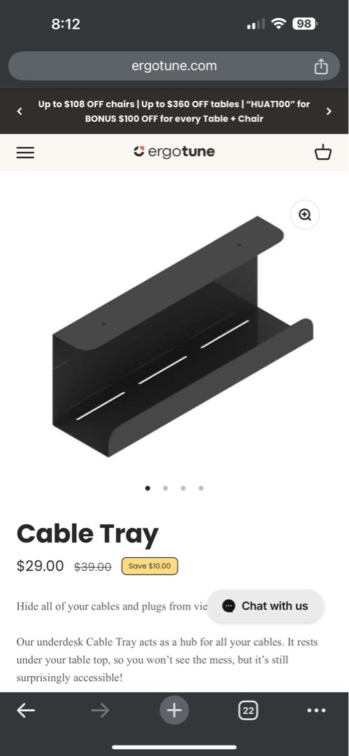Everdesk Ergotune Cable Tray, Computers & Tech, Parts & Accessories ...