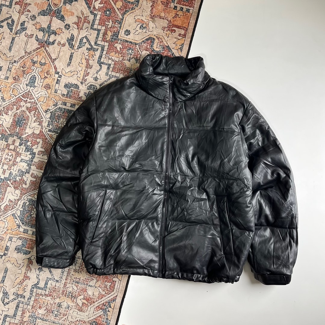 GU Leather Synthetic Puffer Jacket, Fesyen Pria, Pakaian , Baju Luaran ...