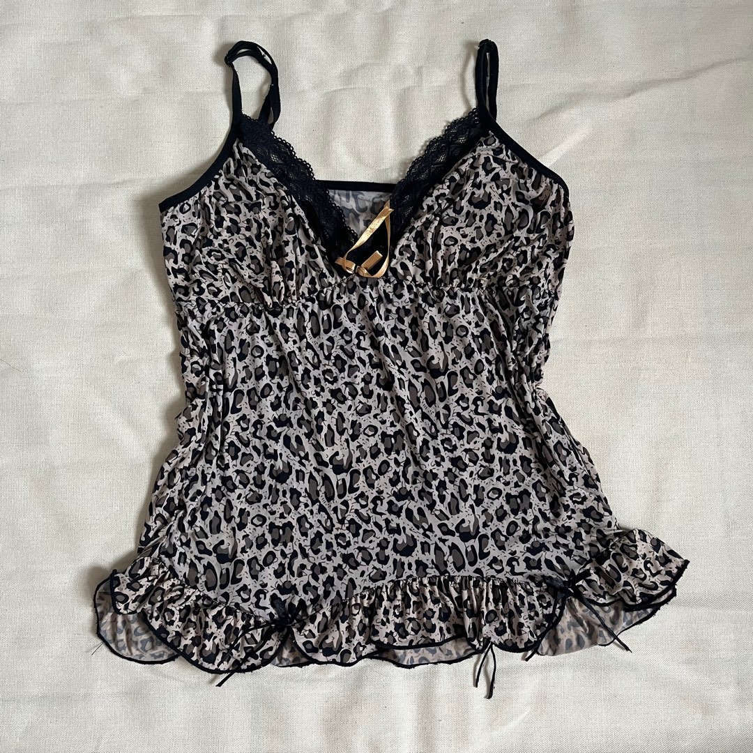 Gyaru Leopard Print Coquette Cami Top | y2k mcbling, Women's Fashion ...