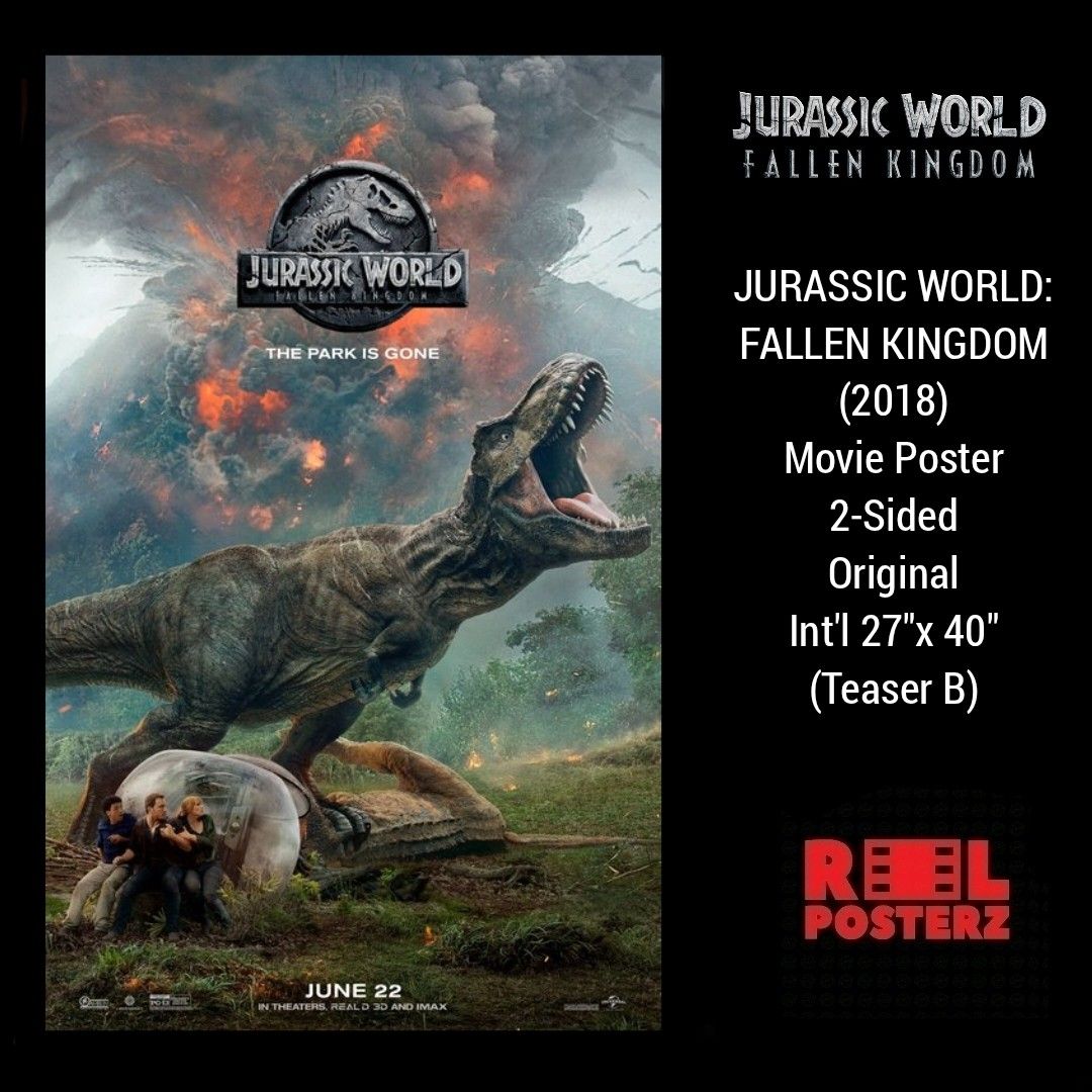 JURASSIC WORLD: FALLEN KINGDOM (2018) Movie Poster 2-Sided Original ...