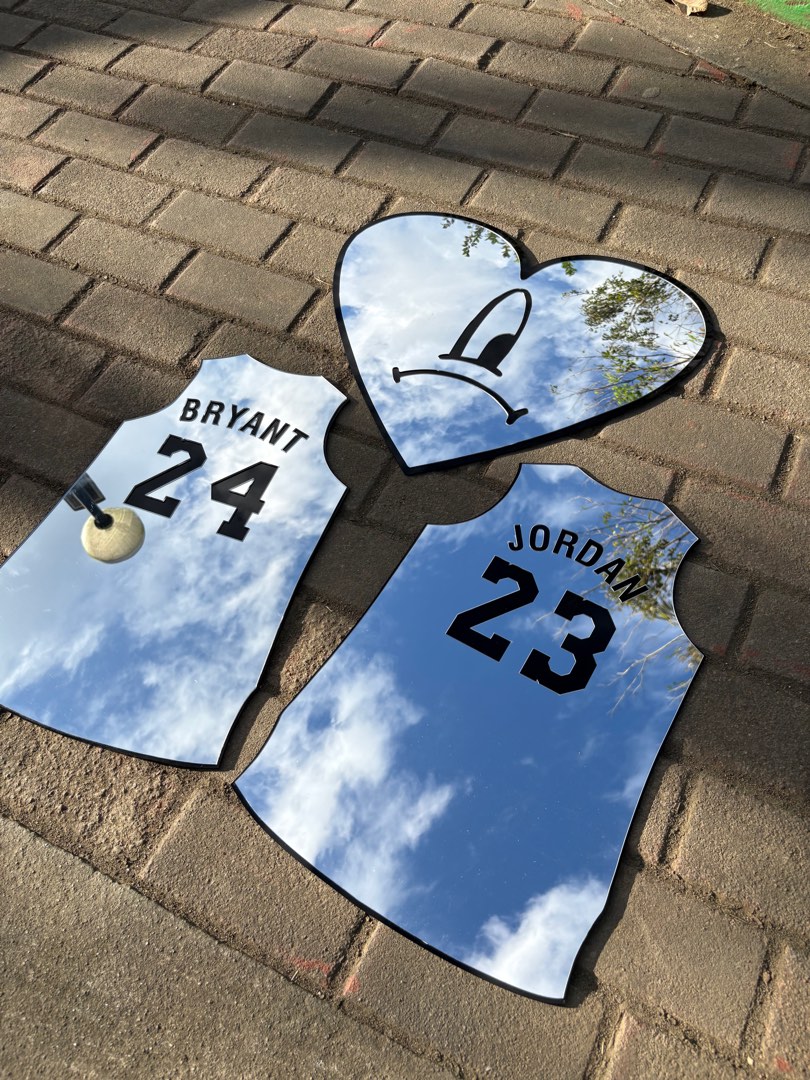 Kobe and Jordan Jersey Mirror, Bad bunny Heart Mirror, Furniture & Home ...