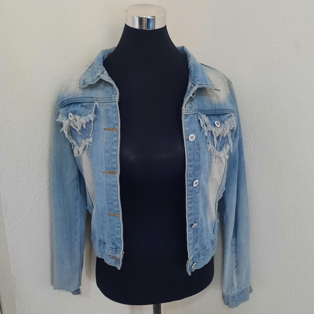 Light Washed Distressed Style Denim Jacket | preppy • downtown girl ...